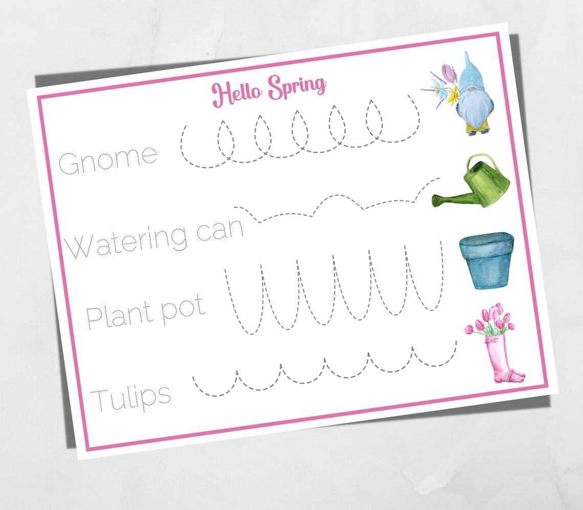 Spring Words Tracing Worksheets Line Tracing Spring Busy - Etsy