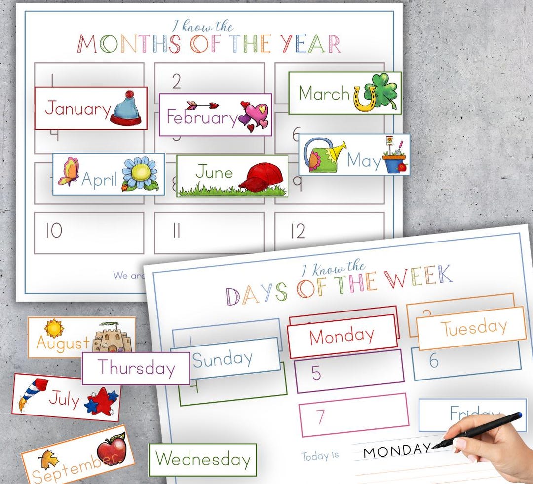 Months of the Year, Days of the Week Printable Activity, Learning ...