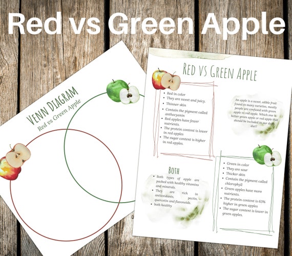 RED Vs GREEN APPLE Venn Diagram Activity Homeschool - Etsy