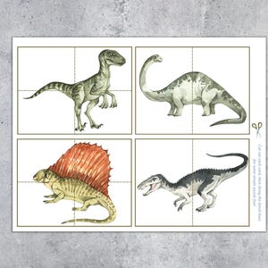 DINOSAURS Matching Cards Game, Symmetry Puzzle, Toddler Preschool ...