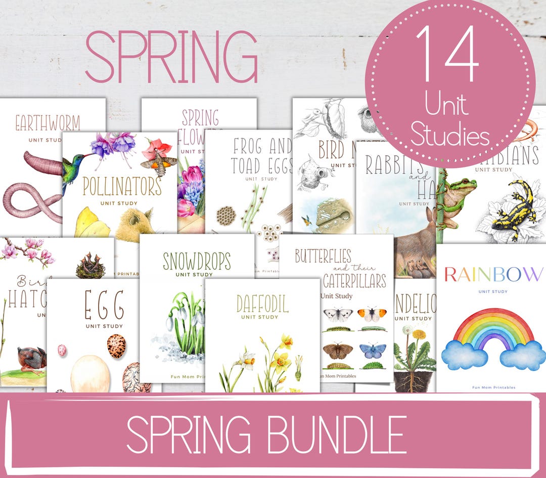 SPRING UNITS BUNDLE, 14 Unit Studies, Homeschool Printable, Instant ...