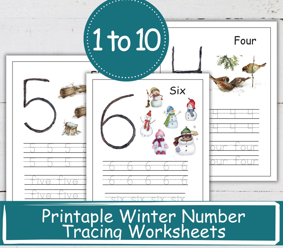 WINTER Numbers Tracing Pages for Kids - 1-10 Tracing Pages - Numbers ...