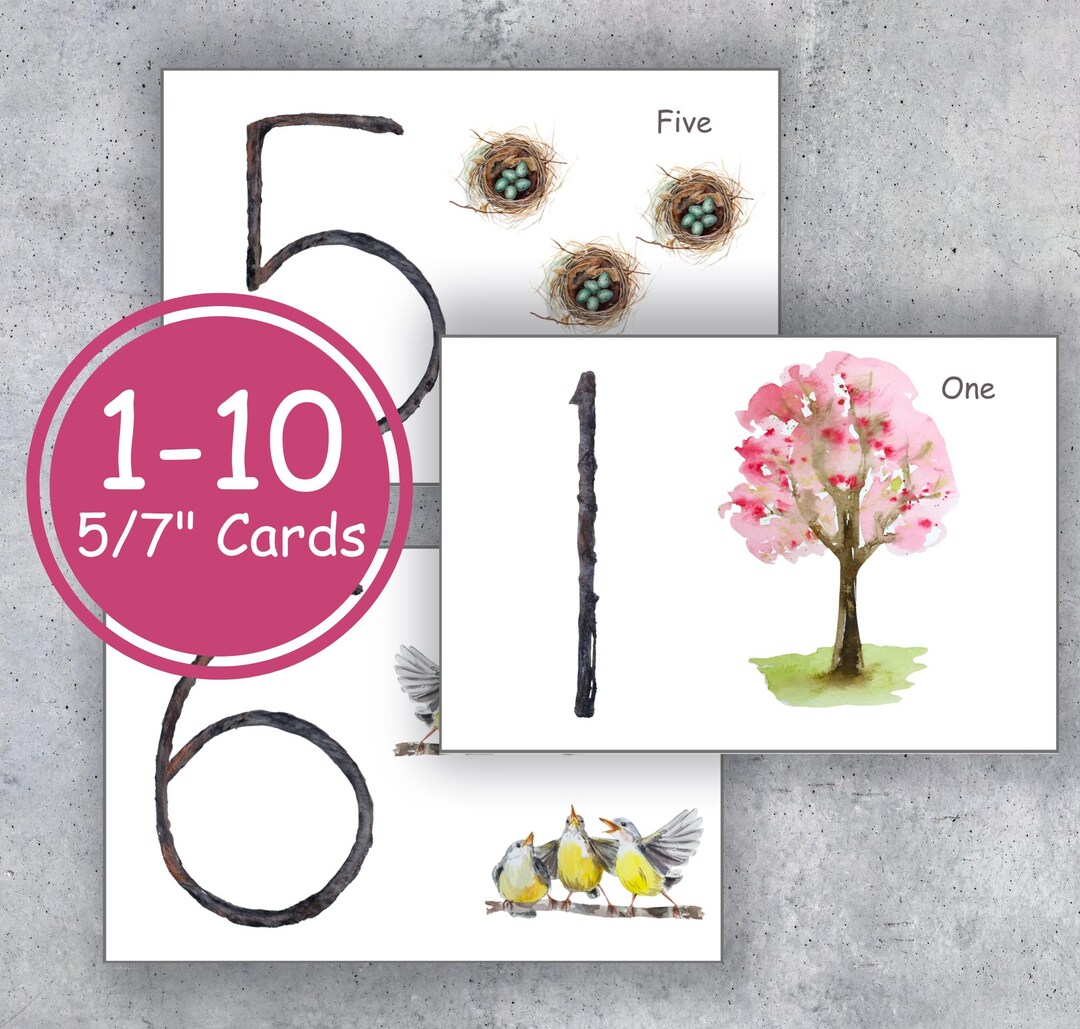 SPRING NATURE Counting Flashcards, 1 to 10 Counting, Toddler Preschool ...
