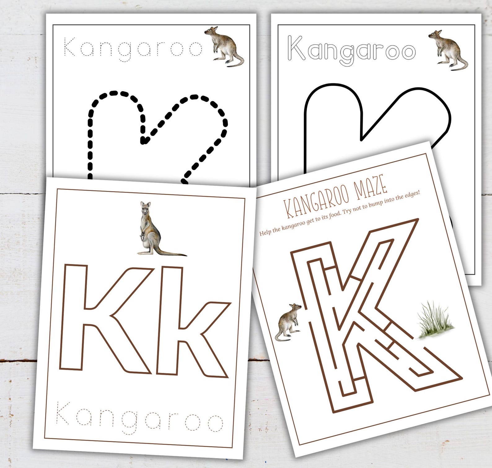 Letter K Kangaroo Learning Activities: Alphabet Printable (instant ...
