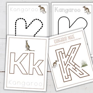 Letter K Kangaroo Learning Activities: Alphabet Printable (instant ...