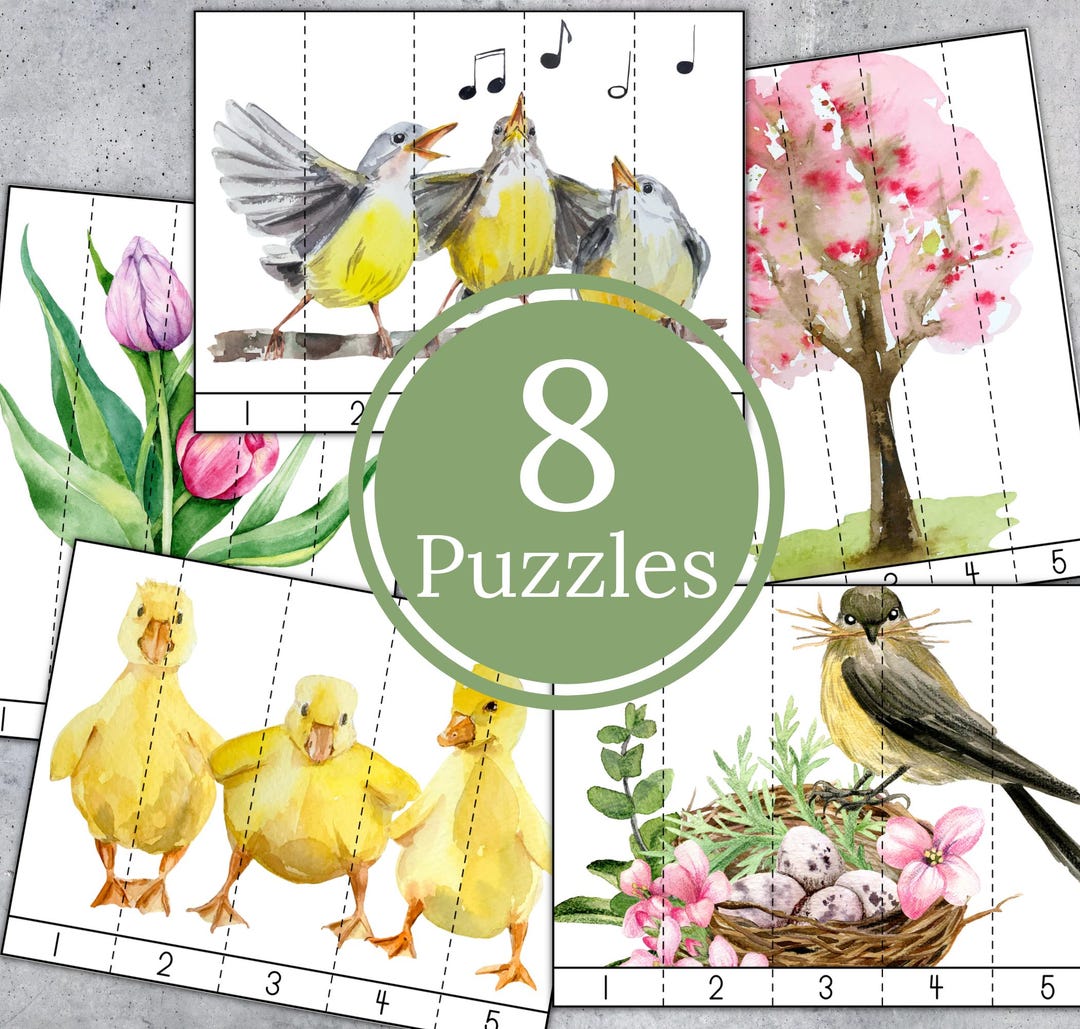 Spring Nature Number Sequence Puzzles Printable, Spring Preschool ...