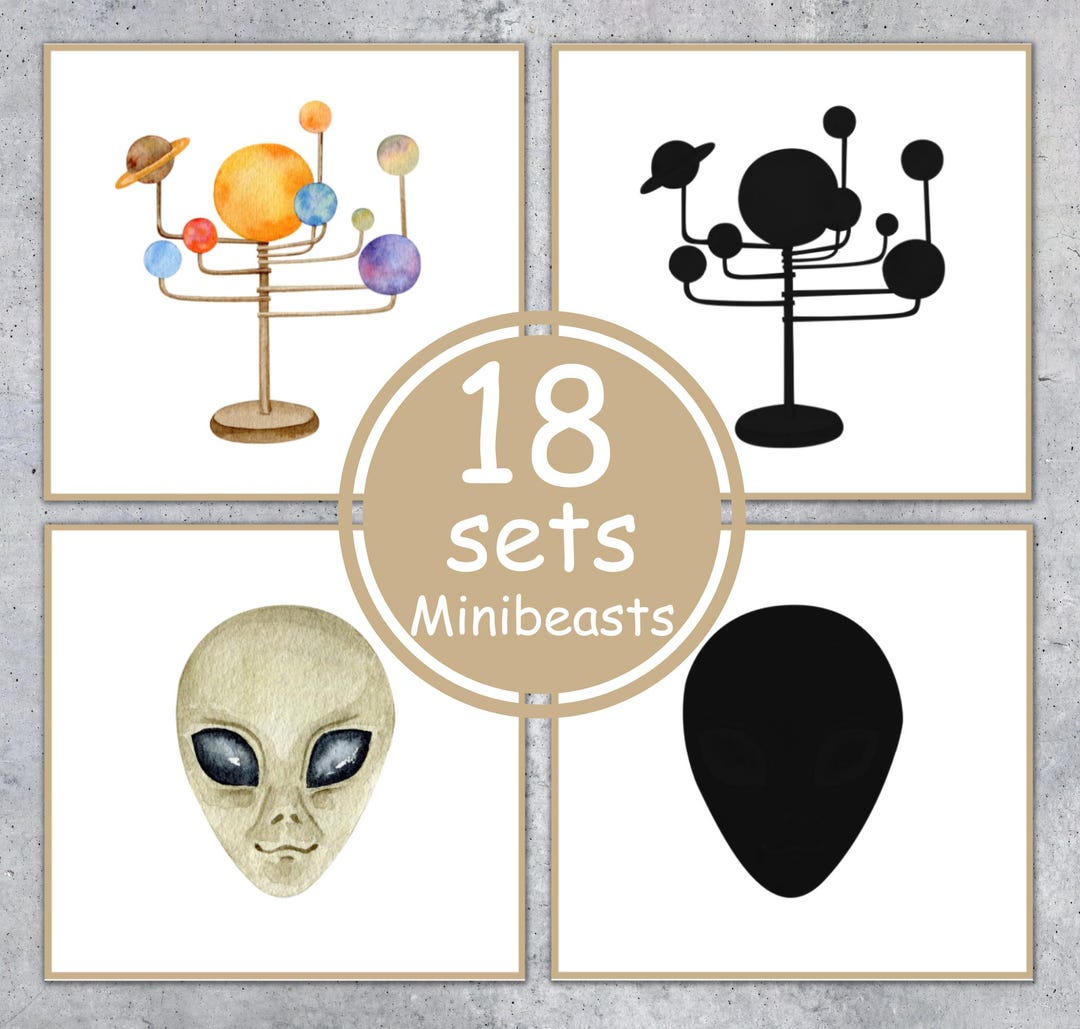 SPACE Shadow Matching Cards. Toddler Montessori Printable. Instant ...