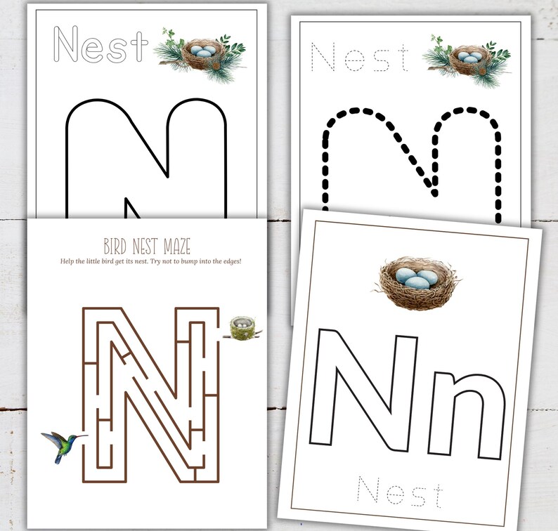 Letter N is for Nest: Alphabet Learning Printable (digital Download) - Etsy