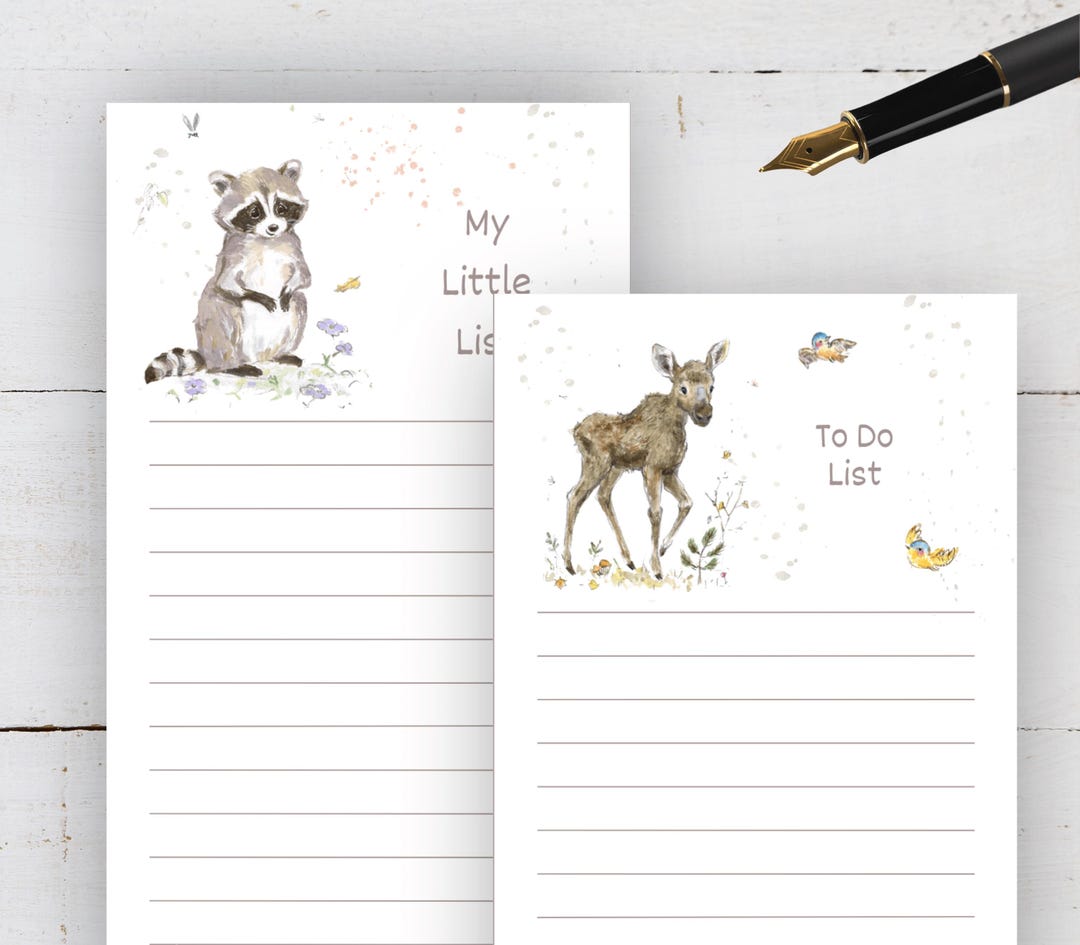 Notepad, Cute Moose and Racoon, Instant Download - Etsy