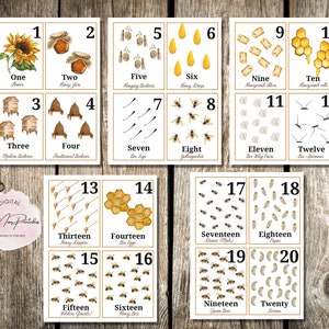 Honey Bees Counting Cards, 1 to 20 Counting Homeschool Printable ...