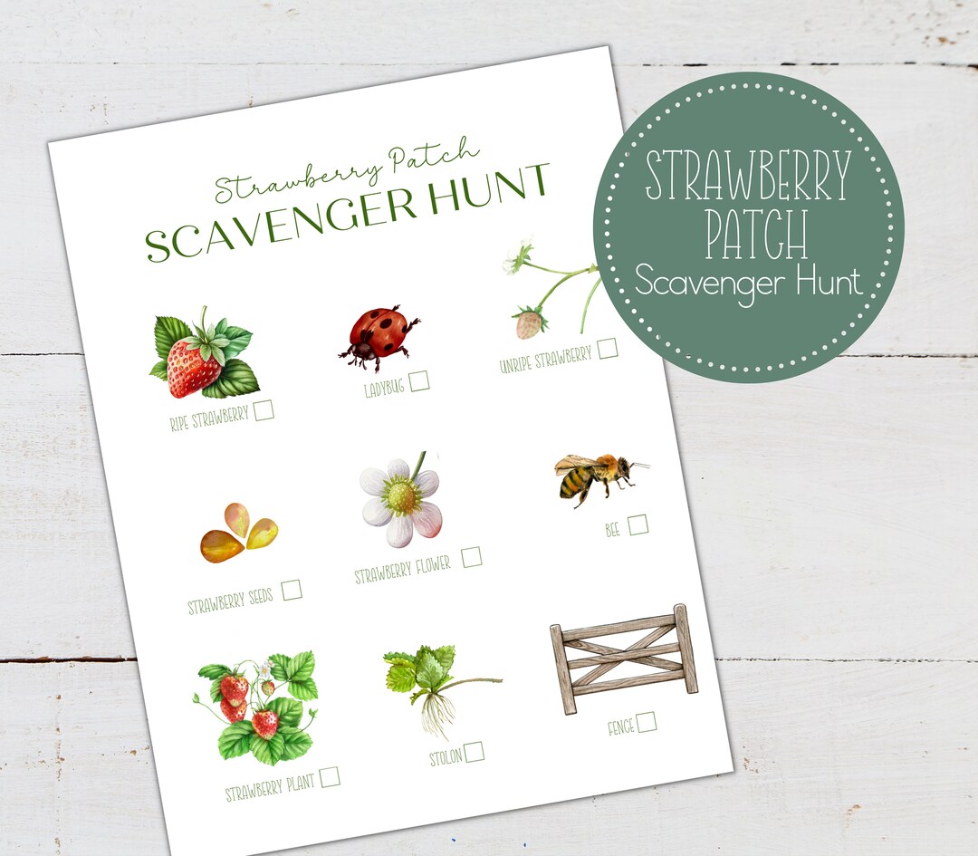 Strawberry Patch Scavenger Hunt, Nature Study, Outdoor Scavenger Hunt ...