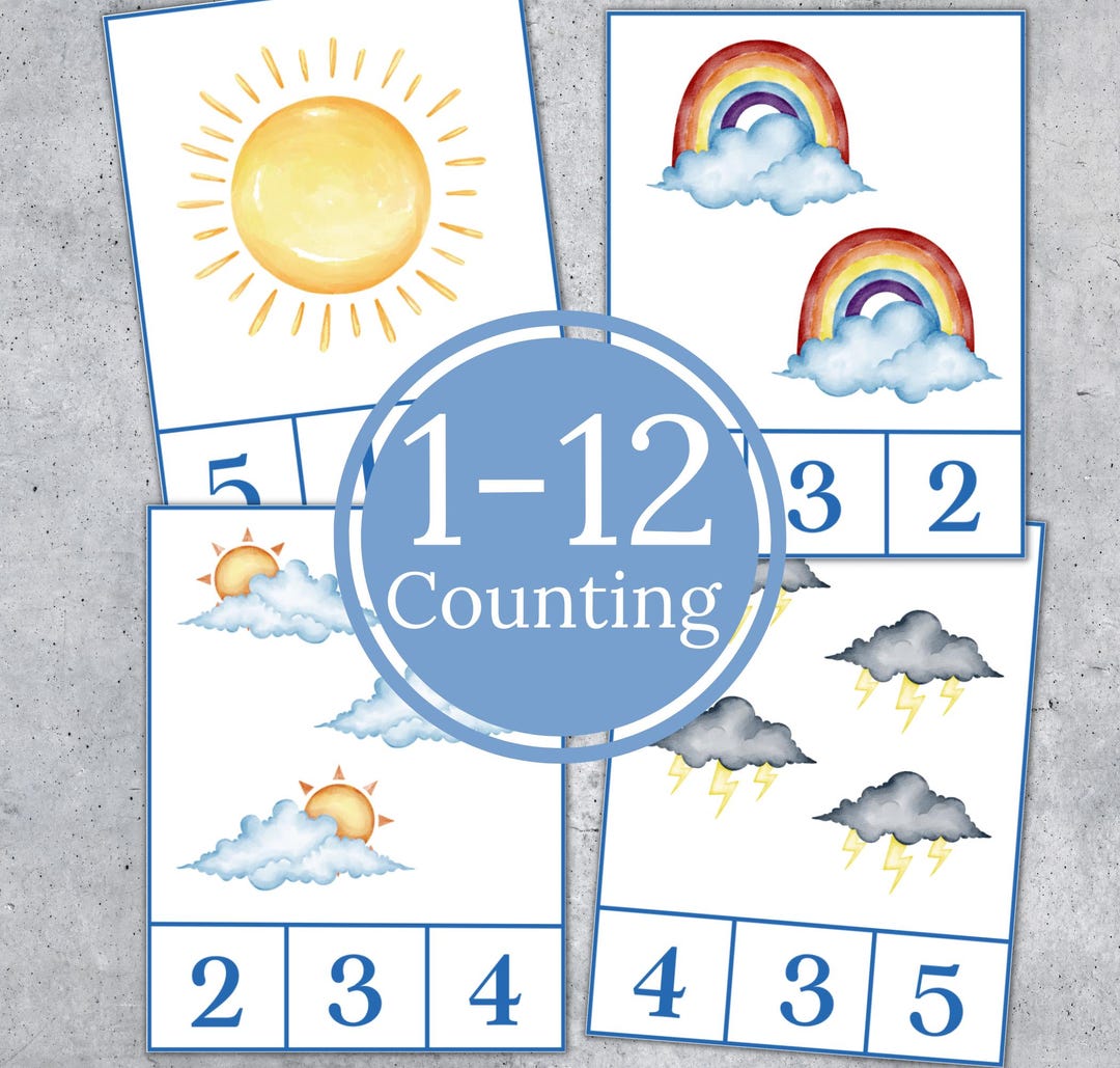 Weather Count and Clip Cards, 1 to 12 Counting, Toddler Preschool ...