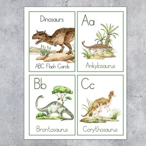 Dinosaur Alphabet Flashcards. Watercolor Letter Cards. Kids Printable ...