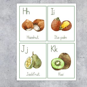 Fruit and Vegetables Alphabet Flashcards. Watercolor Letter Cards. Kids ...