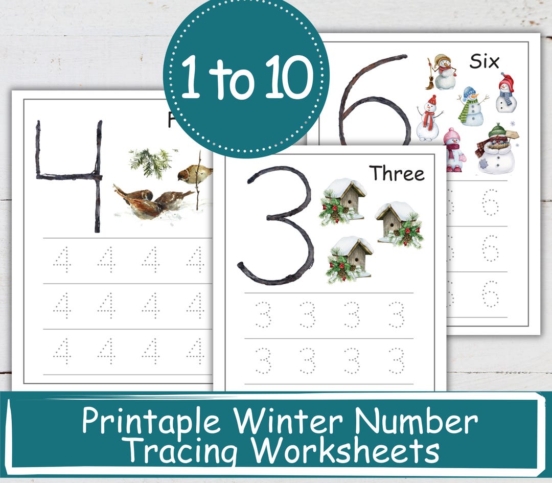 WINTER Numbers Tracing Pages for Kids - 1-10 Tracing Pages - Numbers ...