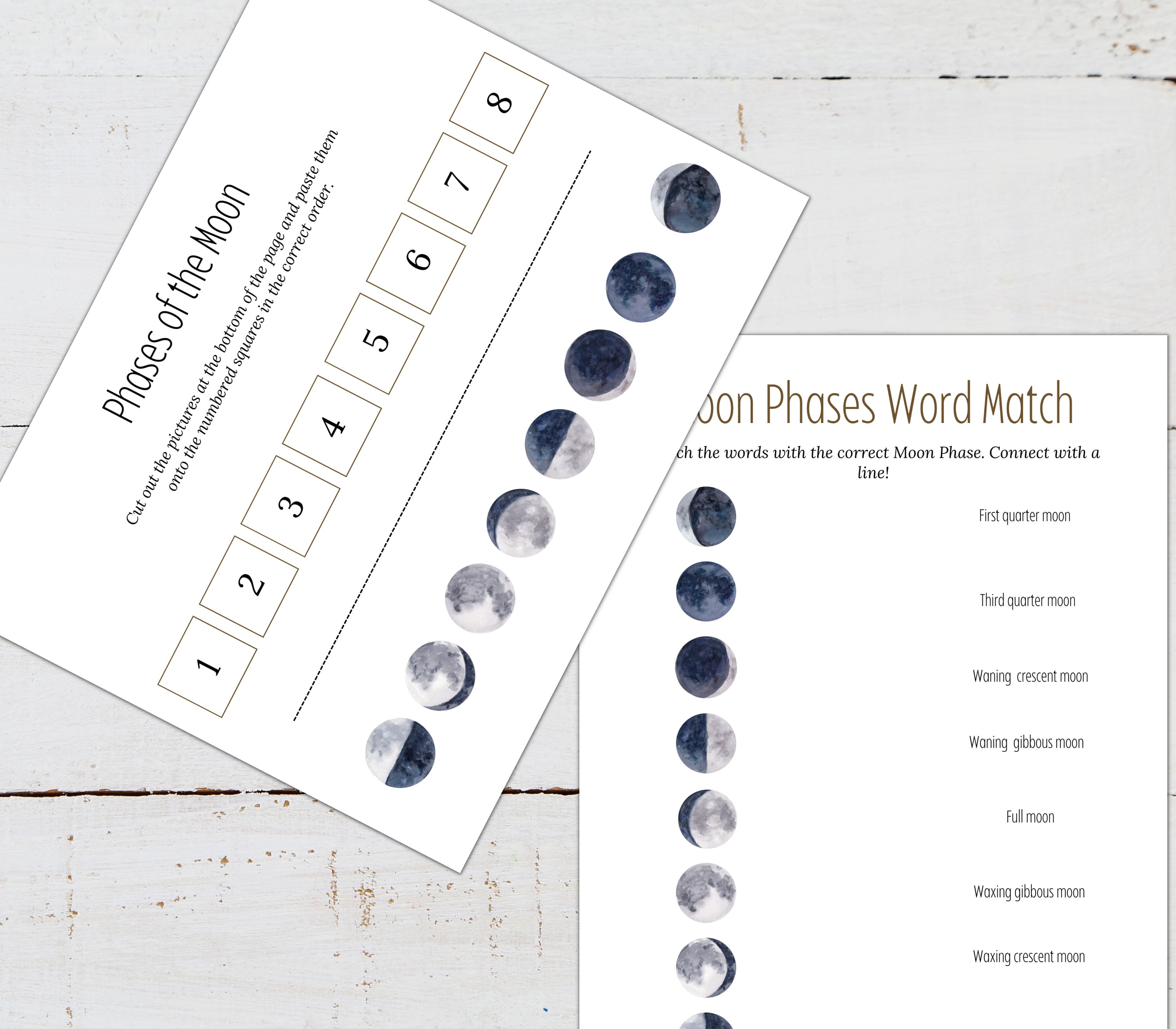 Moon Phases Montessori Mini Unit Study (printable PDF) - Etsy