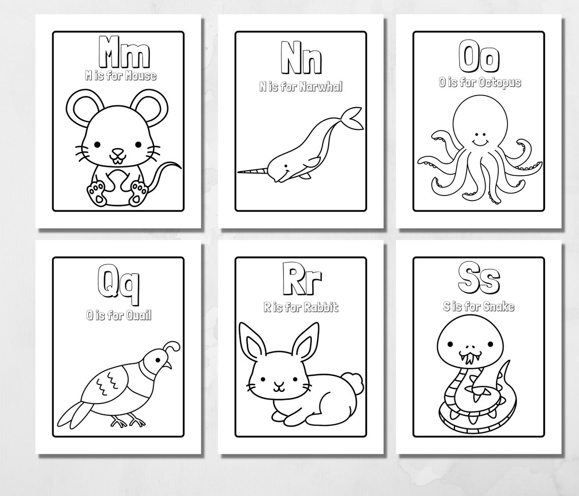 Alphabet Coloring Pages for Kids Printable ABC Coloring Book - Etsy