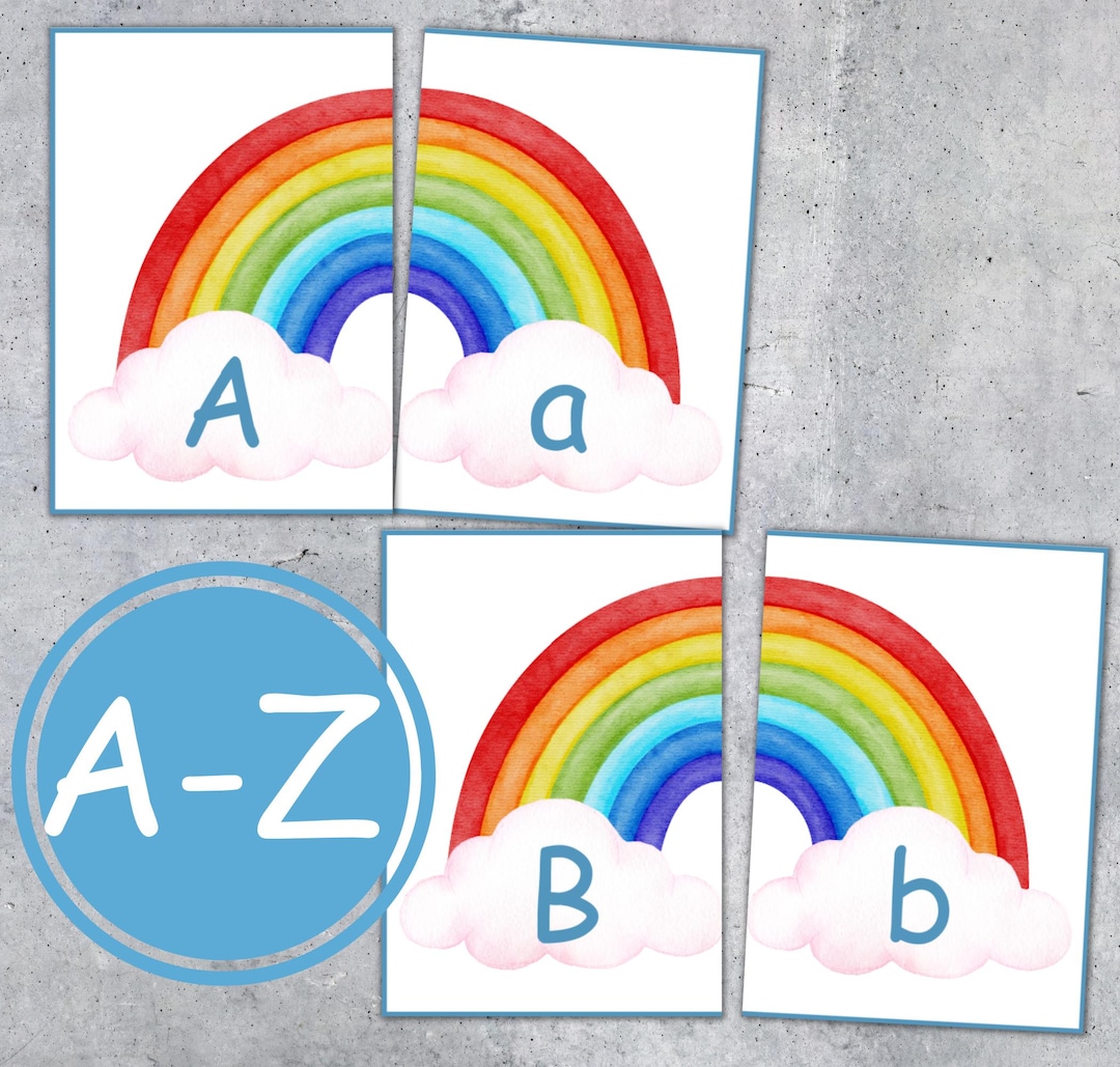 Rainbow ABC Matching Cards, A to Z, Instant Download - Etsy