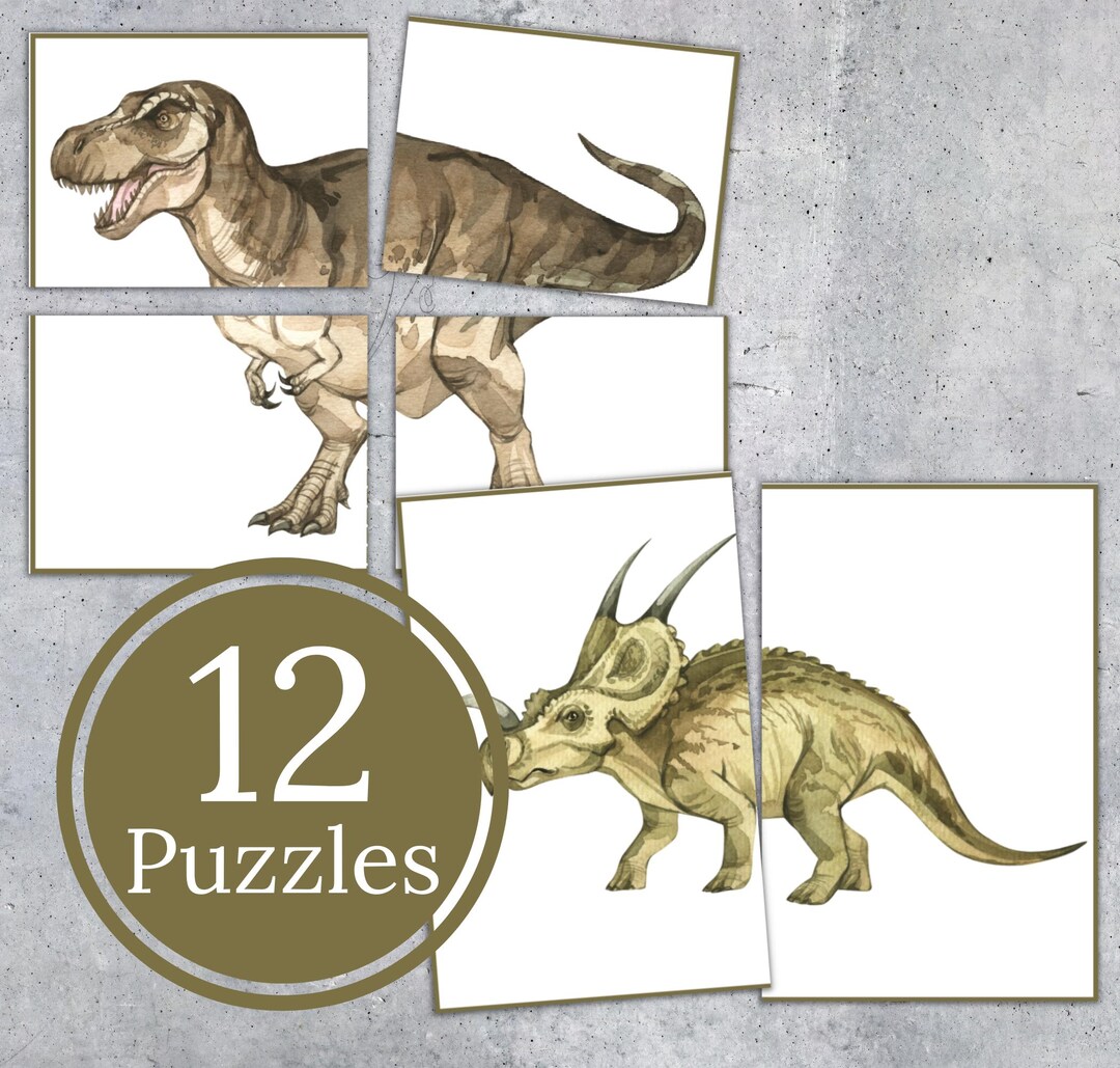 DINOSAURS Matching Cards Game, Symmetry Puzzle, Toddler Preschool ...
