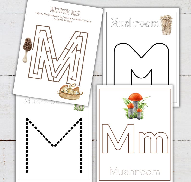 Letter M is for Mushroom: Alphabet Learning Printable (digital Download ...