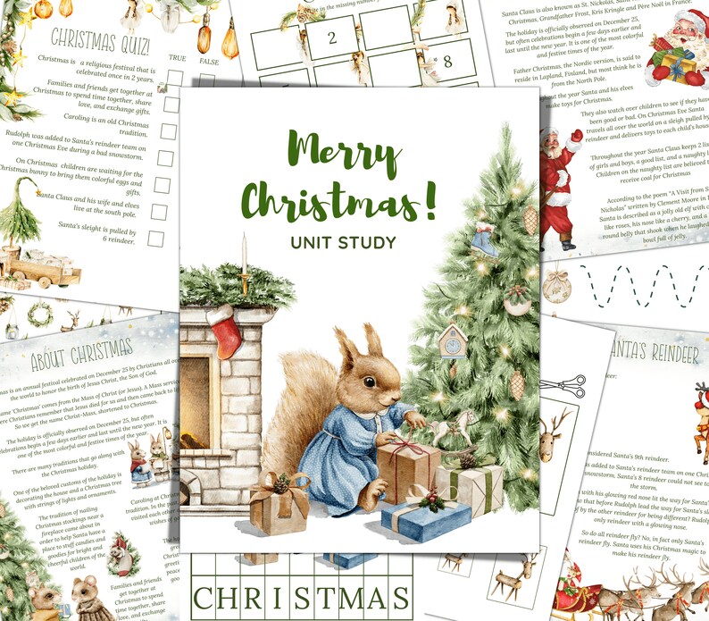 Christmas Homeschool Unit Bundle: Nativity, Reindeer, Plants (instant ...