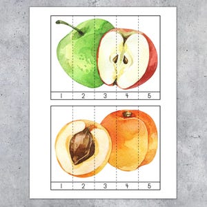 Fruit Number Sequence Puzzles Printable, Montessori Fruit and ...