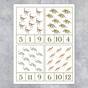 Dinosaurs Count and Clip Cards, 1 to 12 Counting, Toddler Preschool ...
