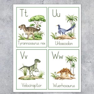 Dinosaur Alphabet Flashcards. Watercolor Letter Cards. Kids Printable ...