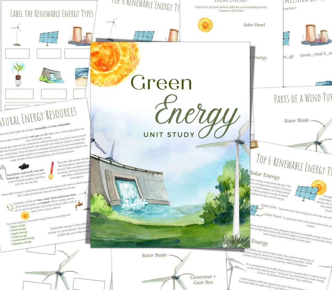 Green Energy Unit Study: Renewable Sources, Science (instant Download ...