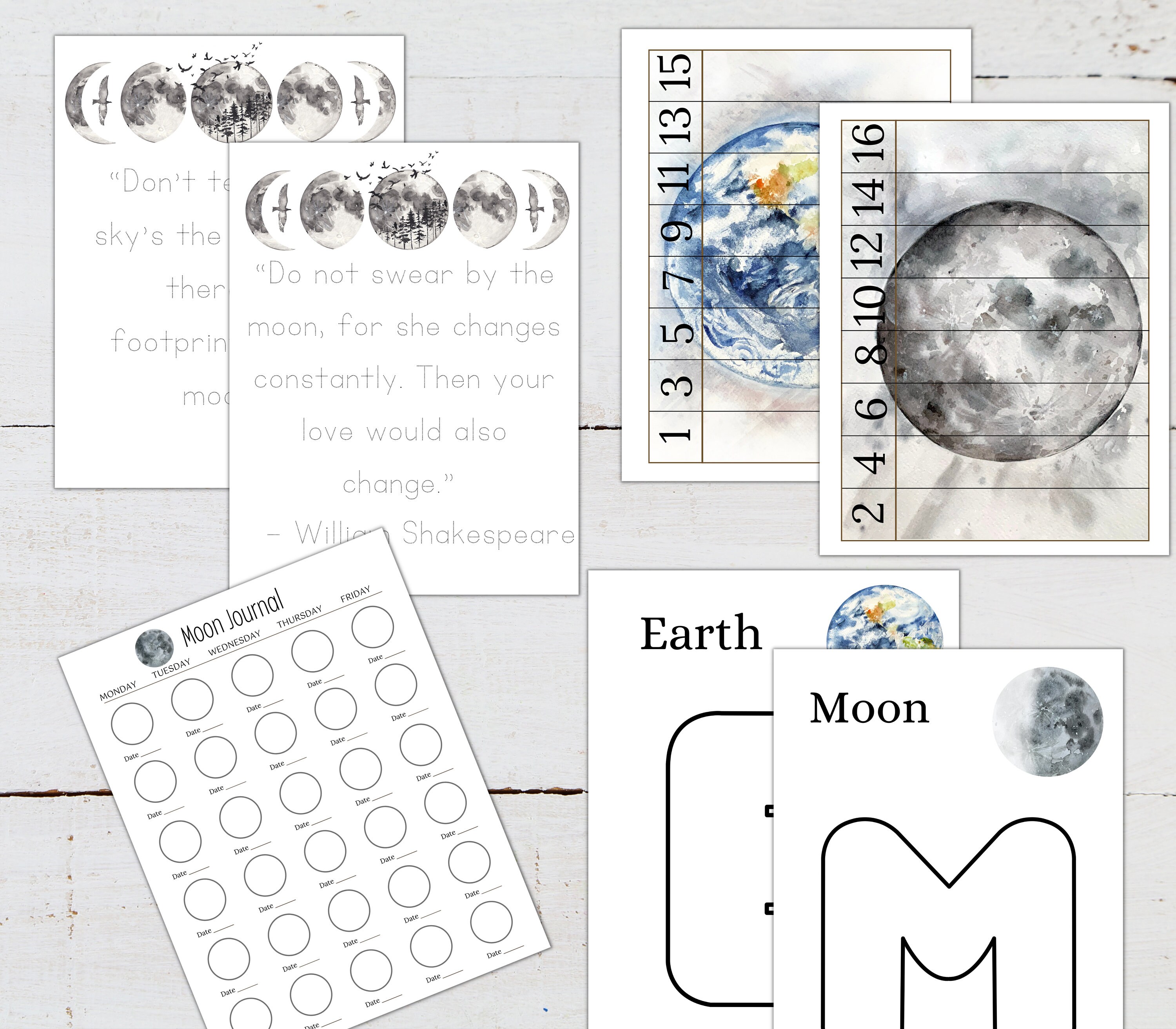 Moon Phases Montessori Mini Unit Study (printable PDF) - Etsy