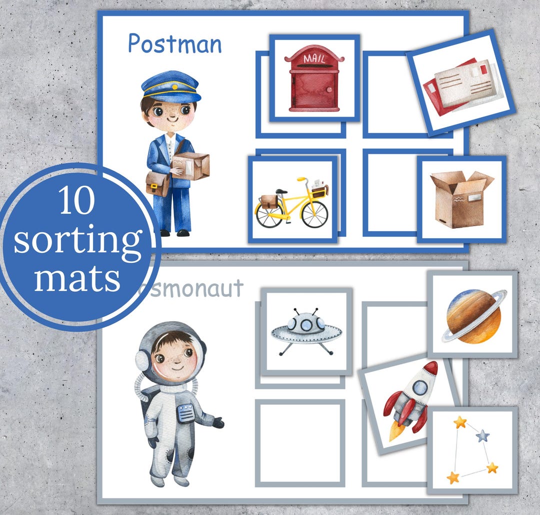OCCUPATIONS Sorting Mats. Professions Preschool and Kindergarten ...