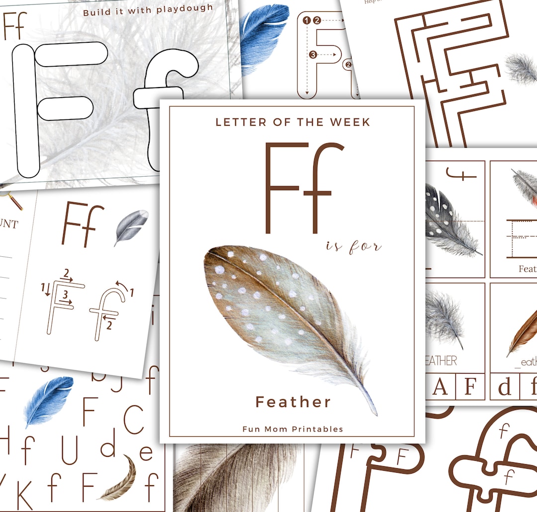 Letter F Feather Activities: Alphabet Learning Printable (instant ...