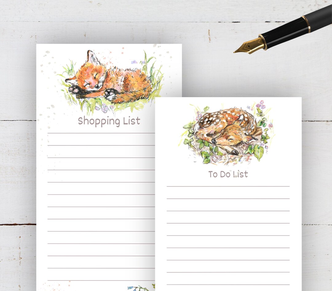 Notepad, Cute Fox and Deer, Instant Download - Etsy