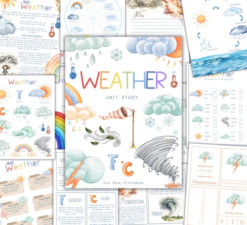 Weather Unit Study Bundle: Rainbow, Water Cycle, Snowflakes (homeschool ...