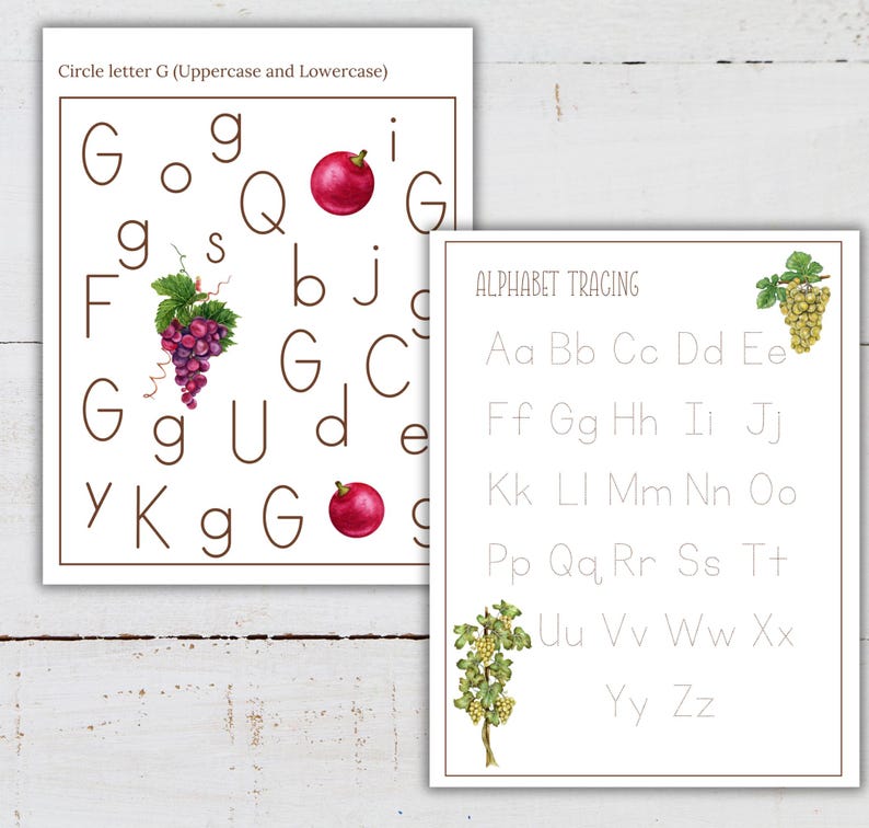Letter G is for Grapes Printable: Alphabet Learning Activities (instant ...