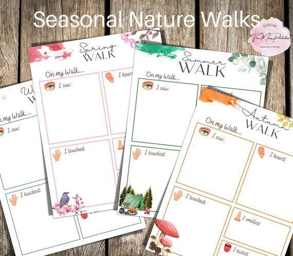 Seasonal Nature Walk Observation Activity Pages Notes Pages | Etsy
