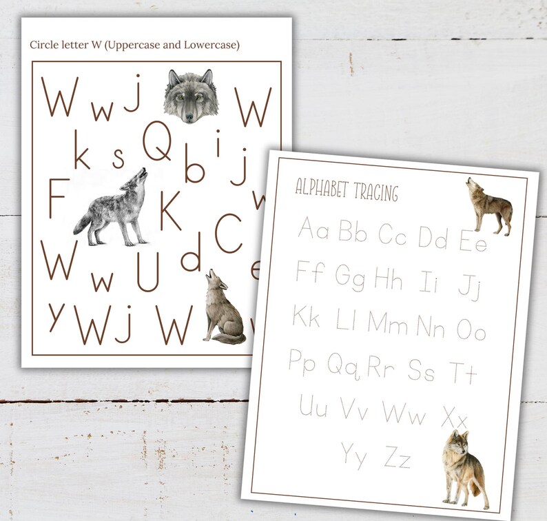 Letter W Wolf Learning Activities: Alphabet Printable (instant Download ...