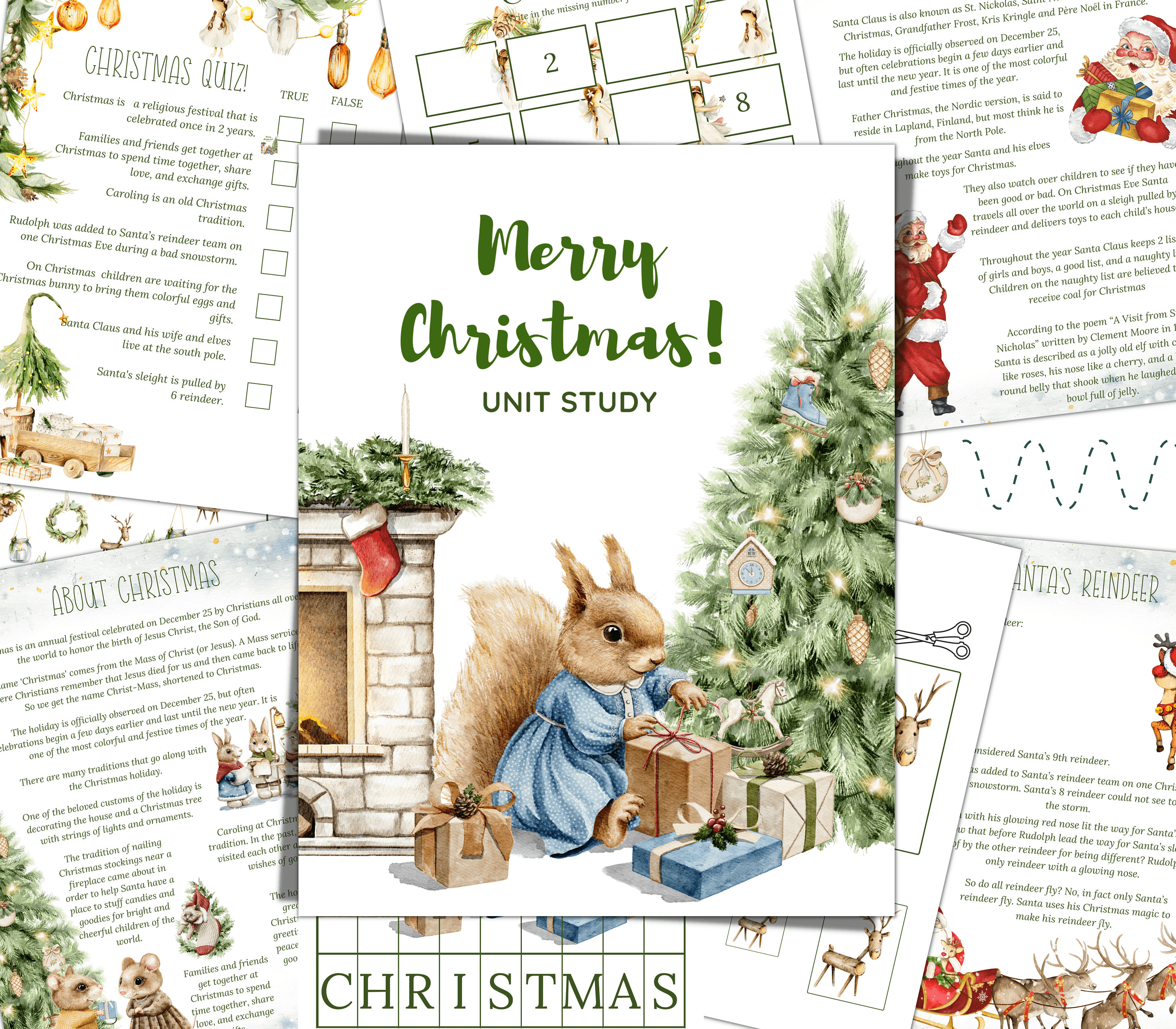 CHRISTMAS Unit Study, Vocabulary, Christmas Story, Handwriting ...