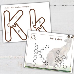 Letter K Kangaroo Learning Activities: Alphabet Printable (instant ...