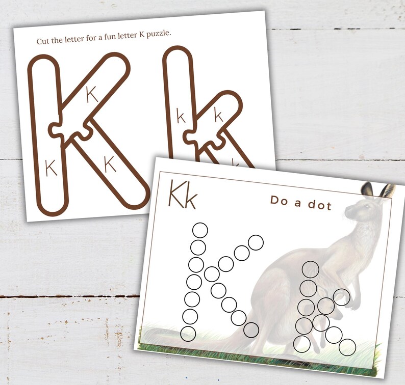 Letter K Kangaroo Learning Activities: Alphabet Printable (instant ...