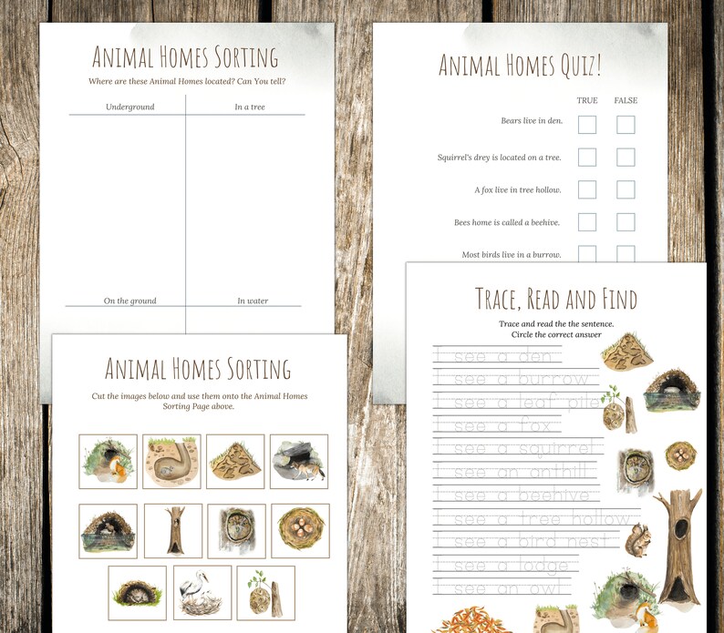 ANIMAL HOMES Unit Study Nature Study Science Handwriting - Etsy