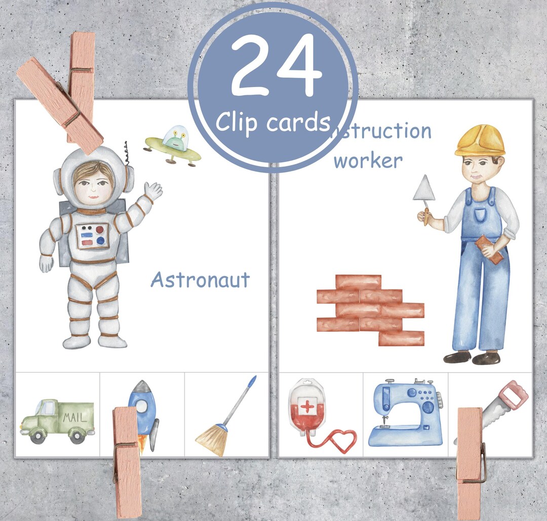 OCCUPATIONS Clip Cards. Kids Printable. INSTANT DOWNLOAD - Etsy