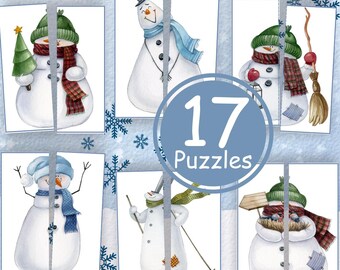 SNOWMAN Matching Cards Game, Symmetry Puzzle, Toddler Preschool ...