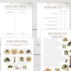 ANIMAL HOMES Unit Study, Nature Study, Science, Handwriting, Homeschool ...
