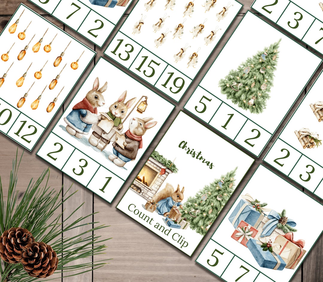 Christmas Count and Clip Cards, Counting Activities, Christmas ...