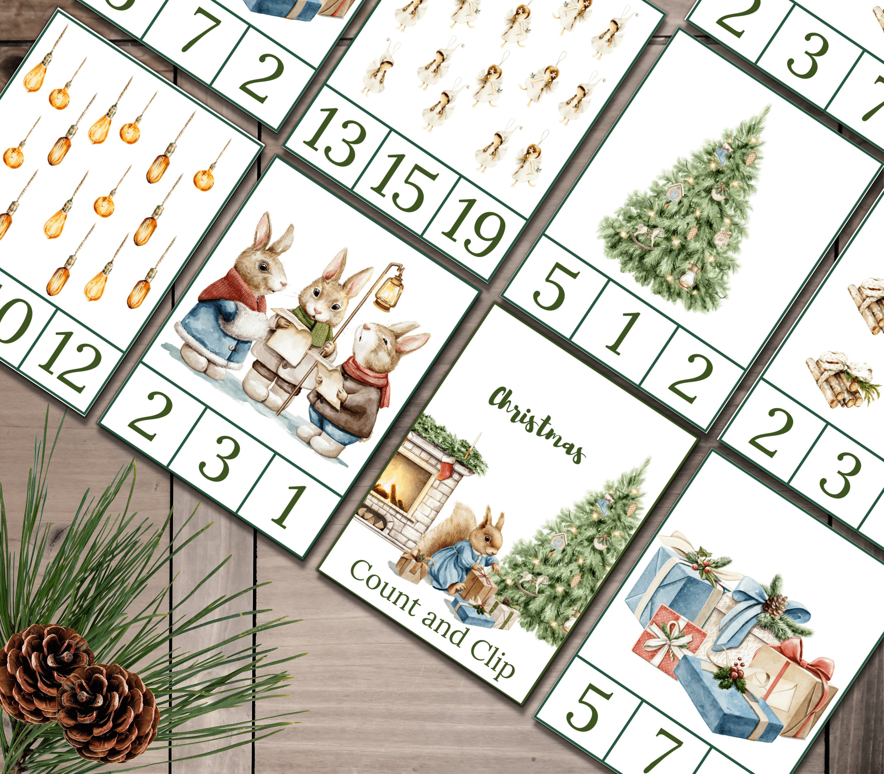 Christmas Count and Clip Cards Counting Activities Christmas - Etsy