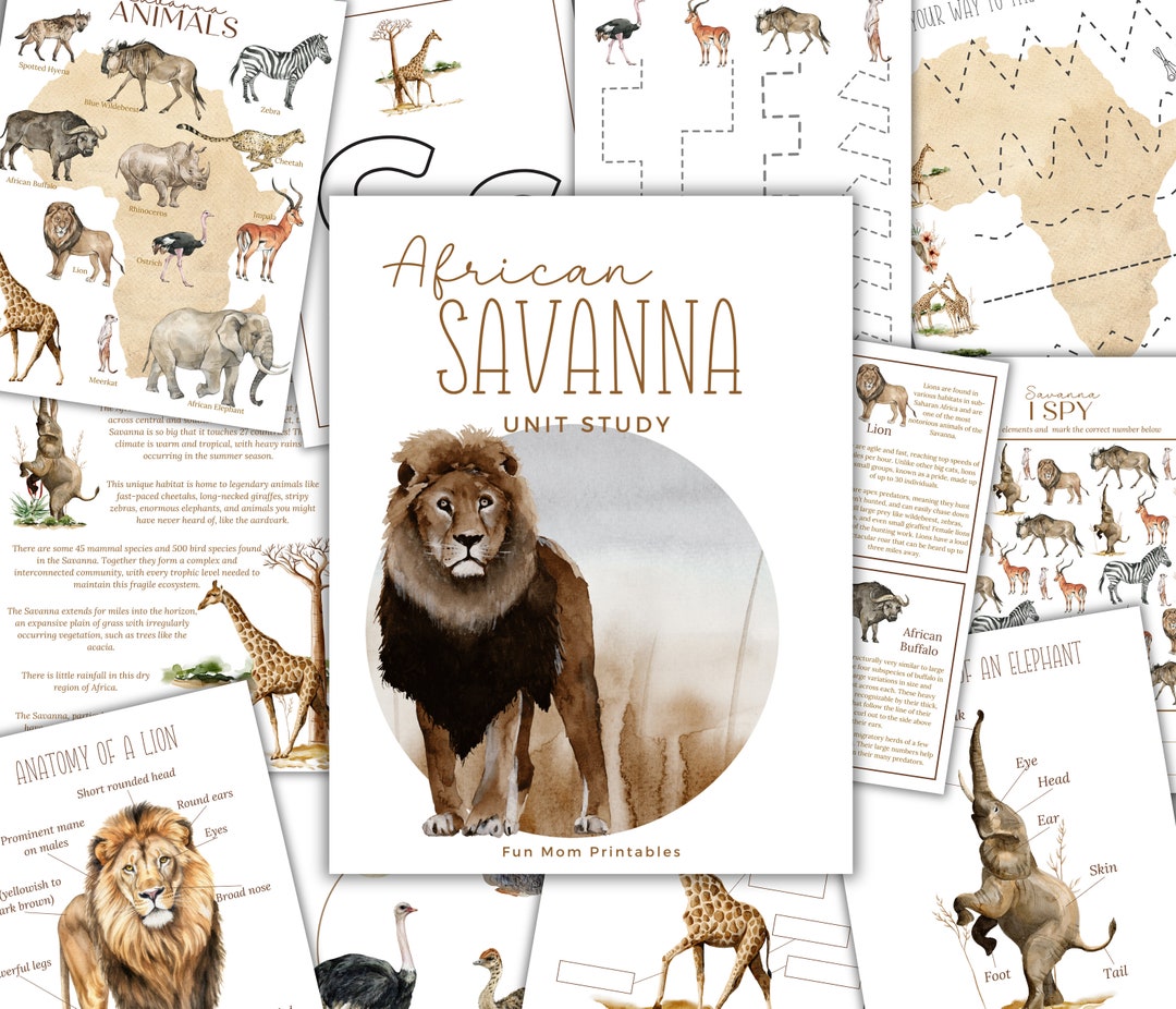 African Savanna Animals Unit Study: Homeschool Printable (instant ...