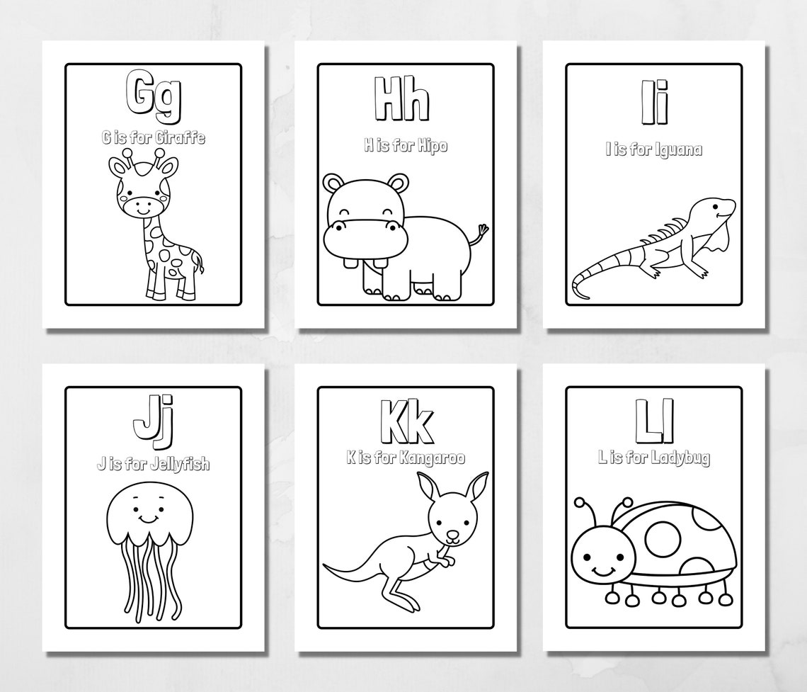 Alphabet Coloring Pages for Kids Printable ABC Coloring Book - Etsy