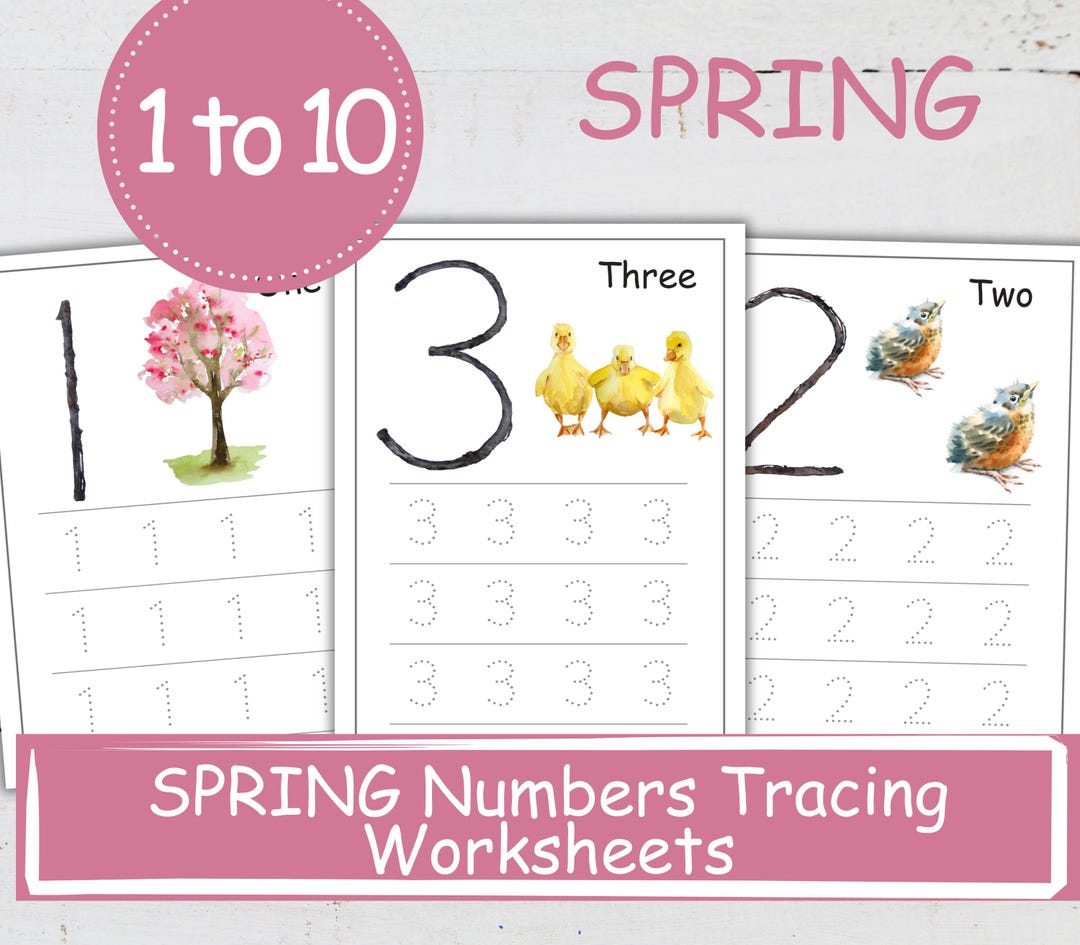SPRING Numbers Tracing Pages for Kids - 1-10 Tracing Pages - Numbers ...