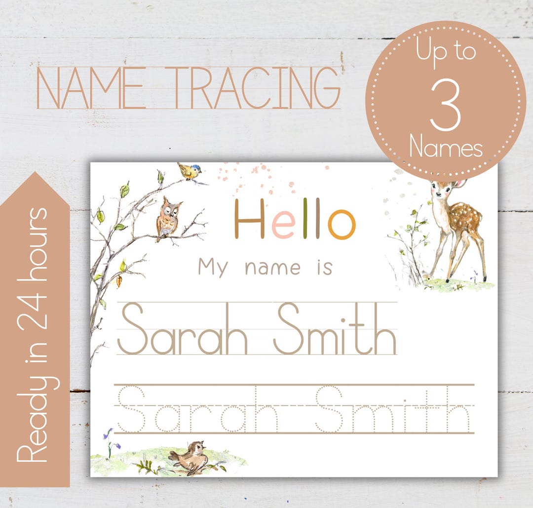 Personalized Name Tracing Worksheet: Kids Homeschool Activity (PDF ...